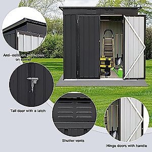 BOVONO 8'x6' Outdoor Storage Shed, Metal Storage Shed Large with Lockable Door, Outdoor Sheds Storage Tools House for Garden Backyard Outside Patio (Black)