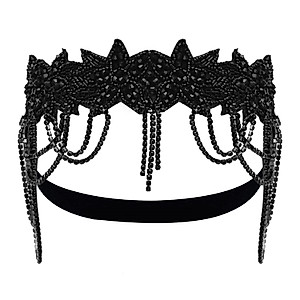 Gonioa 1920s Flapper Headband 1920s Headpiece for Women, Flapper Headpiece Black Great Gatsby Headpiece 1920 Accessories Women Flapper Accessories Gatsby Accessories for Women