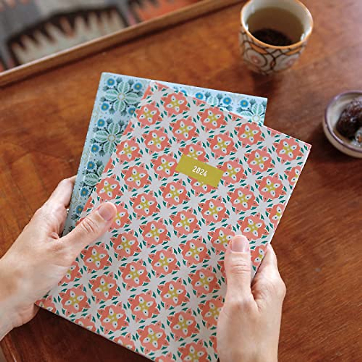 Letts of London Morocco Academic Weekly/Monthly Planner, August 2023 to July 2024, Week-to-View, Sewn Binding, Multilingual, A5 Size, 8.25" x 5.875", Coral (C031812-24)