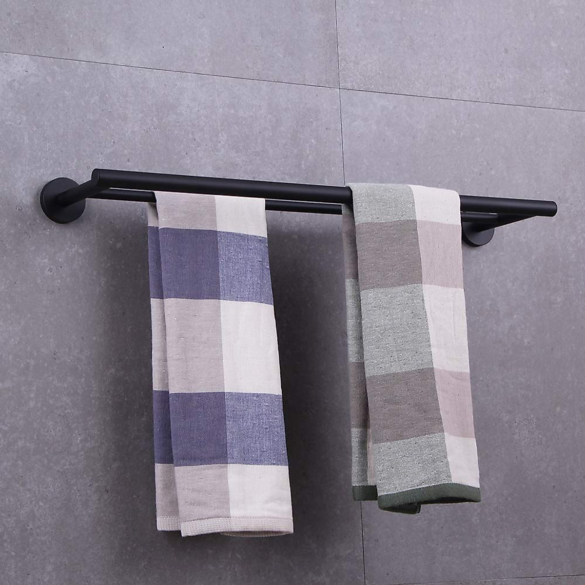 BEIGEEWY Double Bath Towel Bar 24-Inch Stainless Steel Towel Holder Modern Bathroom Accessories Wall Mounted, Matte Black