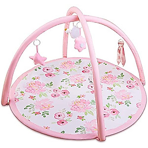 Baby Gym Infant Play Mat for Newborn Toddler Activity Gym Baby Play Gym with 5 Toys, Thicker Mat Washable