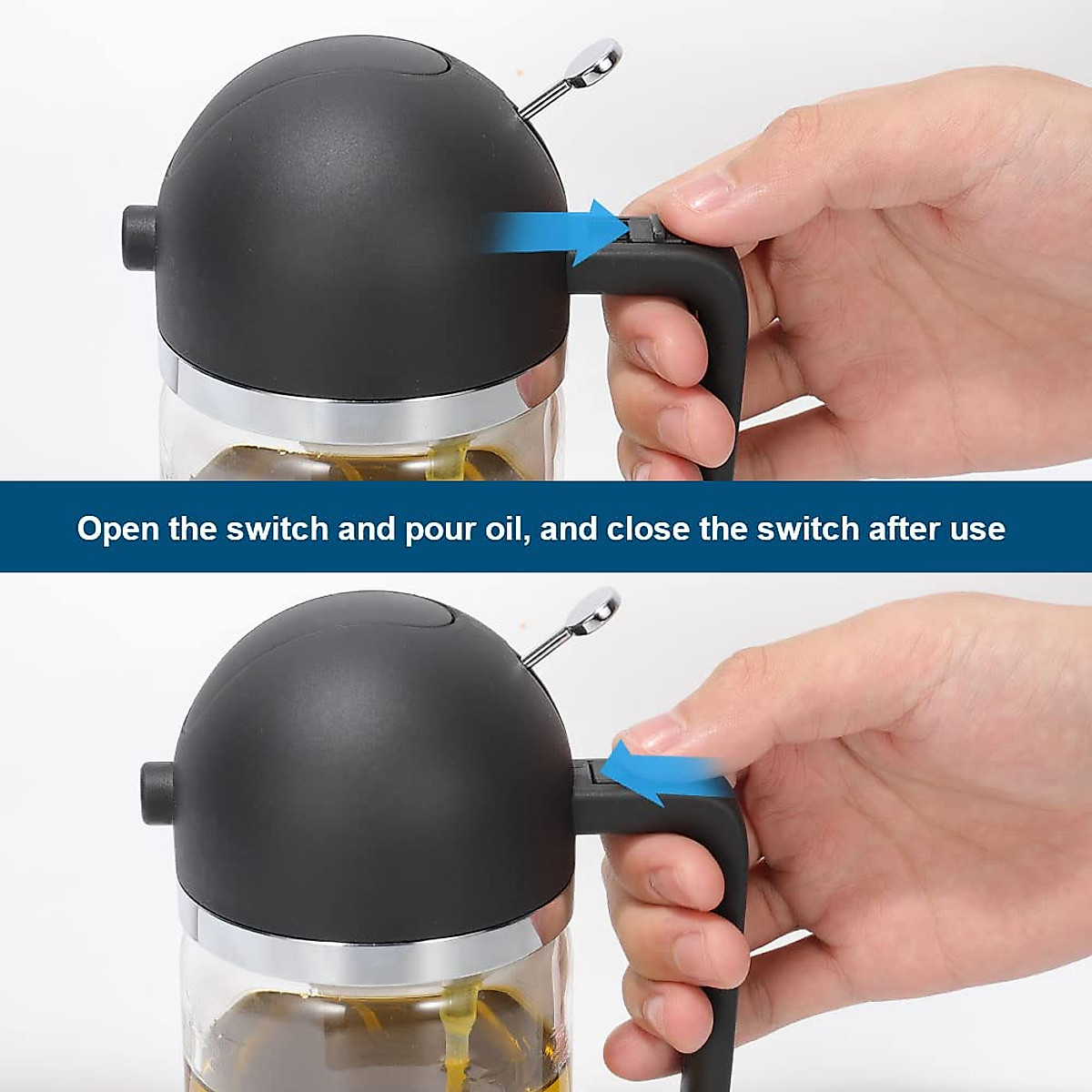 Oil Bottle Oil Sprayer for Cooking Olive Sprayer and Automatic Dispenser 2 in 1 500ML Mister for Kitchen BBQ Air Fryer Salad Baking (Black Fine Packaging)