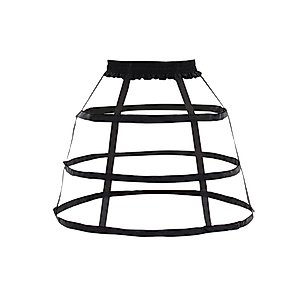 DUNHAO COS Women's Crinoline Wedding Skirt Underskirt 3 Hoop Cage Skirt One Size (Black)