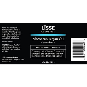 Lisse 100% Pure Moroccan Argan Oil Cosmetic/Therapeutic Grade– Batch Tested and Verified – Premium Quality you can Trust (4 oz)