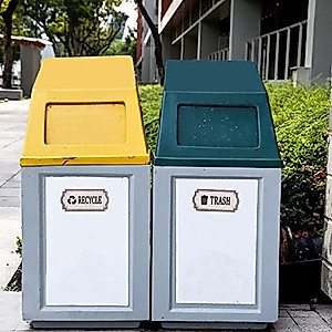 4 Pack Recycle and Trash Decal, Recycle and Trash Logo Symbol, Waterproof Vinyl Decal for Trash Cans, Garbage Containers and Recycle Bins (Gray)