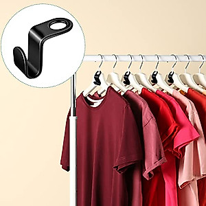 60 Pcs Clothes Hanger Connector Hooks Space Saving Hanger Extender Clips Plastic Hooks Cascading Hangers Space Saving Organizer Hook for Heavy Clothes Closet Home Decors (Black,60 Pieces)