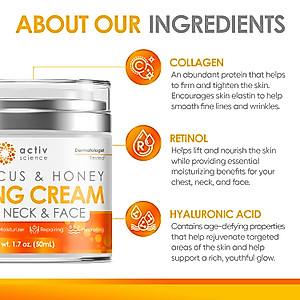 Hibiscus & Honey Firming Cream, Neck Firming Cream, Skin Tightening Cream, Skin Firming and Tightening Lotion, Reduce the Look of Neck Lines, Tightens & Smooths - With Collagen & Hyaluronic Acid 1.7OZ