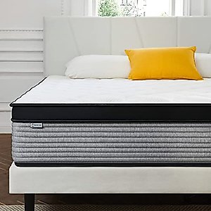 S SECRETLAND King Mattress, 12 Inch Hybrid Memory Foam Mattress and Individual Pocket Springs, Bed in a Box with Pressure Relief and Cooler Cover,Medium Softer