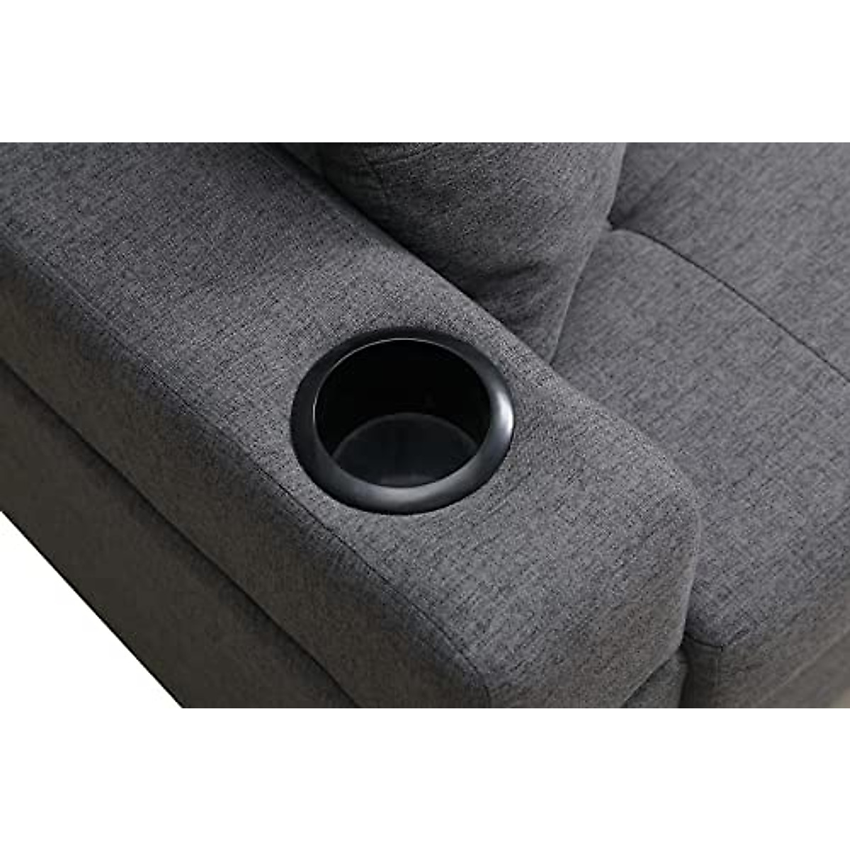 BIADNBZ Reversible Sectional Sofa with Chaise Lounge and Cupholders, L-Shape 4-Seat Couch Furniture for Living Room Apartment, w/2 Pillows, Gray