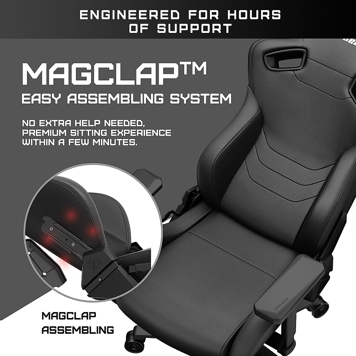 Anda Seat Kaiser Frontier Black PVC Leather Gaming Chair - XL Premium Ergonomic Gamer Chair for Adults, Video Game Chairs with Memory Foam Neck Pillow & Lumbar Back Support - Office Computer Seat