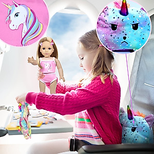 WONDOLL 18-inch-Doll-Clothes and Unicorn Reversible-Doll-Sleeping-Bag Set with Headband Compatible with All 18-inch Dolls Accessories for Kids