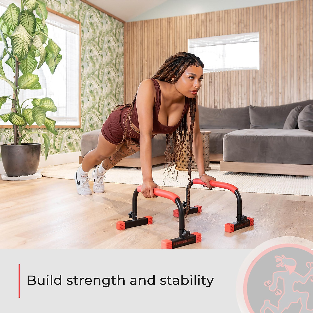 Rubberbanditz Parallette, Parallel Bars & Dip Station | At Home Gym Workout Equipment, L-Sit Bars & Calisthenics Equipment for Home. Perfect for Push Ups, Dips, Handstands & Gymnastics.