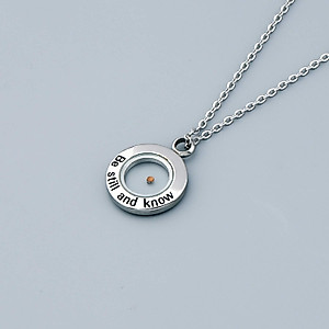 WUSUANED Mustard Seed Faith Necklace Seed Charm with Bible Verse Inscription Christian Pendant Religious Jewelry Inspirational Christian Gift for Women (be still & know necklace S)