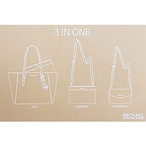 Michael Kors Charlotte Large 3-in-1 Tote Crossbody Handbag Leather (Black)