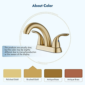 Cinwiny 4 Inch Centerset Bathroom Sink Faucet 2 Handle Vanity Faucet Bathroom Faucet Deck Mount Lavatory Faucet with Pop up Drain Assembly,Brushed Gold