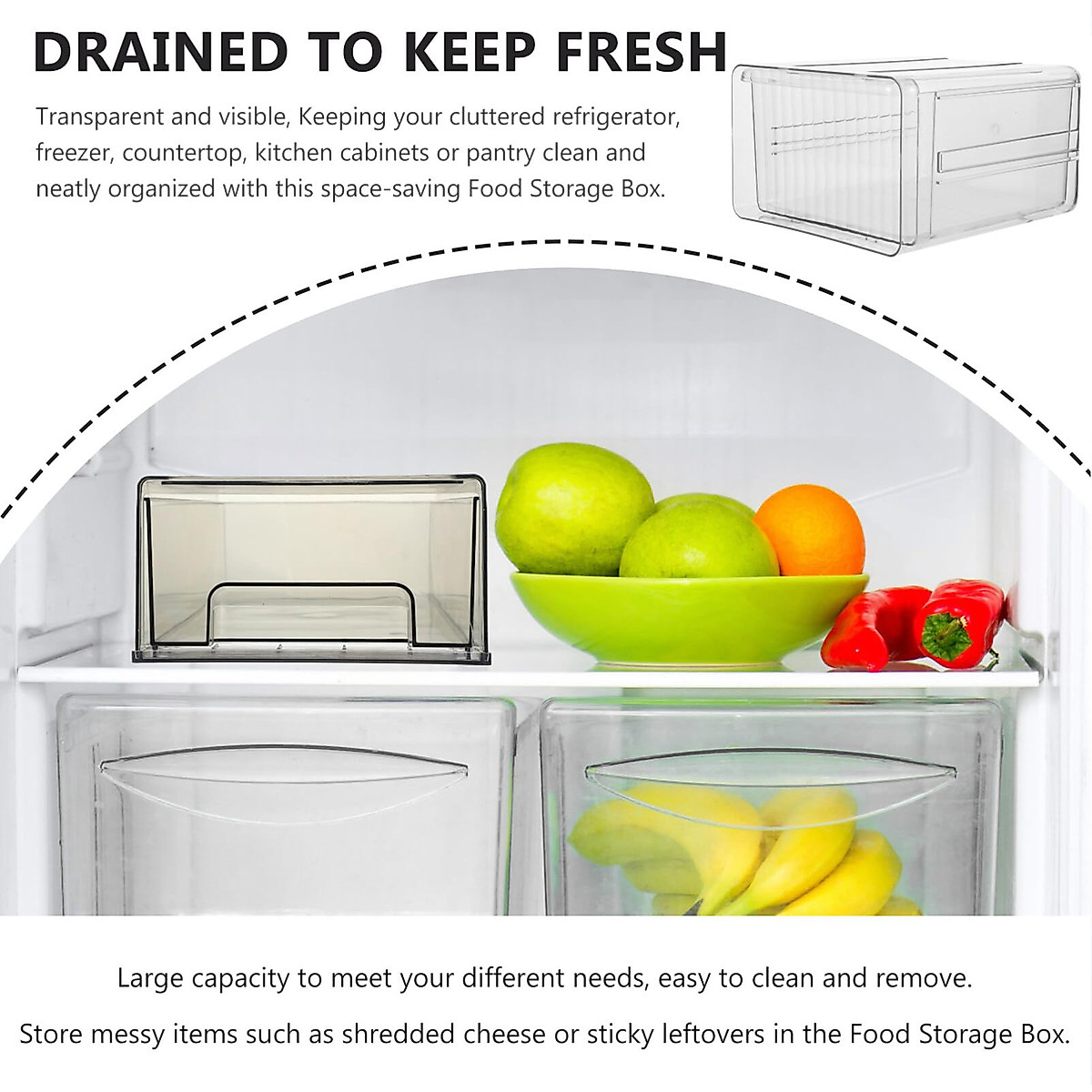 Angoily Refrigerator Storage Box Stackable Storage Drawers Refrigerator Storage Bin Drawer Refrigerator Organizer Bin Drawer Stackable Storage Bin Drawer Superimposed Crisper Plastic