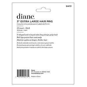 Diane 3” Hair Pins for Women, Girls, Hairdressing, Salon, U Shaped Hair Pins with Ball Tips for Securing Updos, Buns, Braids, and Everyday Styles, Black (32 Count)