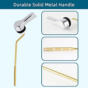 Hygie Rinse Universal Side Mount Toilet Handle Lever Flush Replacement, Toilet Handle with Stainless Steel Flapper Chains, Toilet Repair Kit, Chrome Finish