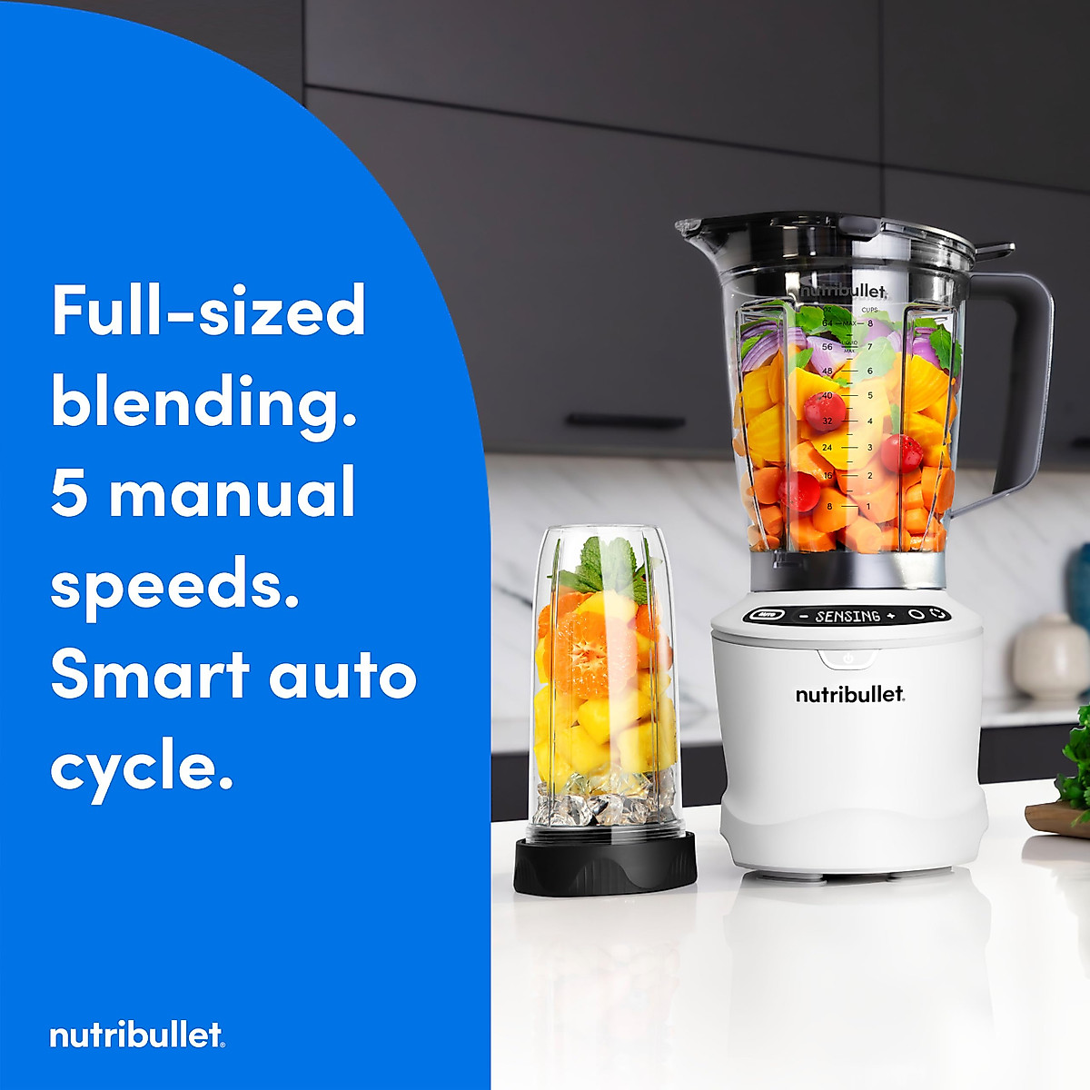 nutribullet SmartSense Blender Combo, 5-speed blender, 1400 Watt Matte White