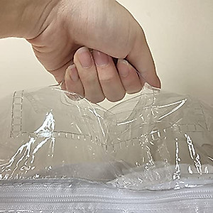 ANVI HOME Clear Vinyl Zippered Storage Bags with Handle 15x18x6 Inch Pack of 12 for Blanket, Linen, Sweater, Bed Sheet, Quilt, Clothes, Pillow, Comforter, Foldable