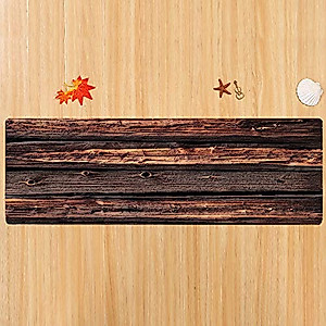 Dark Brown Old Wooden Board Print Memory Foam Bath Rugs and doormats Non Slip Absorbent Super Cozy Flannel Bathroom Rug Carpet 47x18 inches