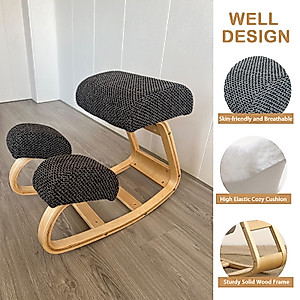 Kneeling Chair, Ergonomic Desk Chair for Office Home - Improve Your Posture with Angled Rocking Stool - Solid Wood Rocking Chair with High-Resilience Foam Seat Cushions