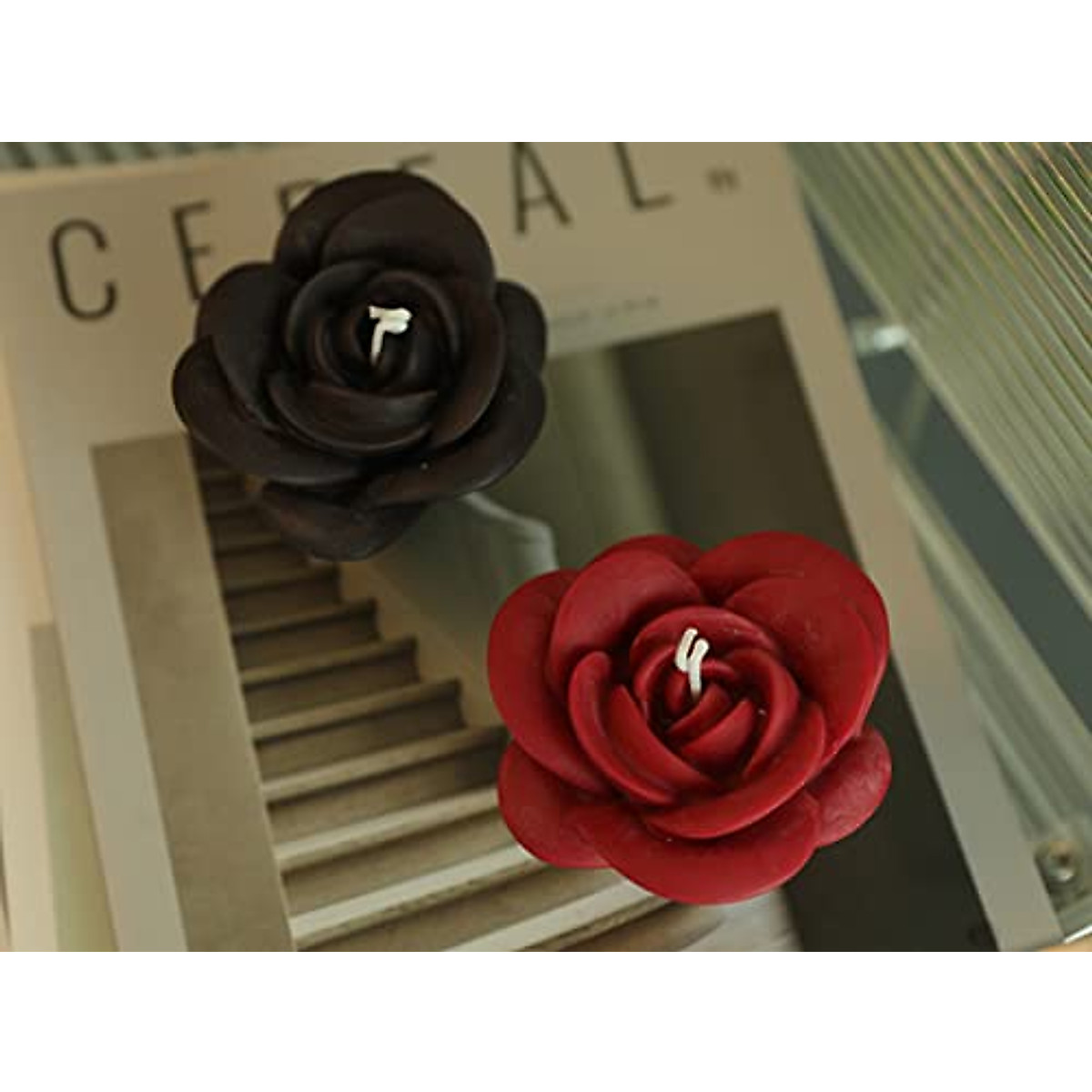 Rose Flower Shaped Scented Candle,160G Large Handmade Soy Wax Decorative Aroma Candle for Table Photo Prop,Prefect Gift for Meditation Stress Relief Mood Boosting Bath Yoga (Red)