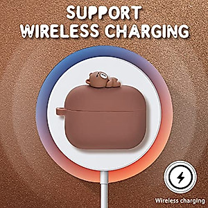 Cute AirPod Pro Case with Bear Keychain Classic Matte Soft Silicone Protective Cover for Women and Girls Compatible with AirPods Pro Case