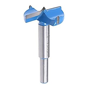 uxcell Forstner Drill Bits 40mm, Tungsten Carbide Wood Hole Saw Auger Opener Woodworking Hinge Hole Drilling Boring Bit Cutter (Blue, Gray)