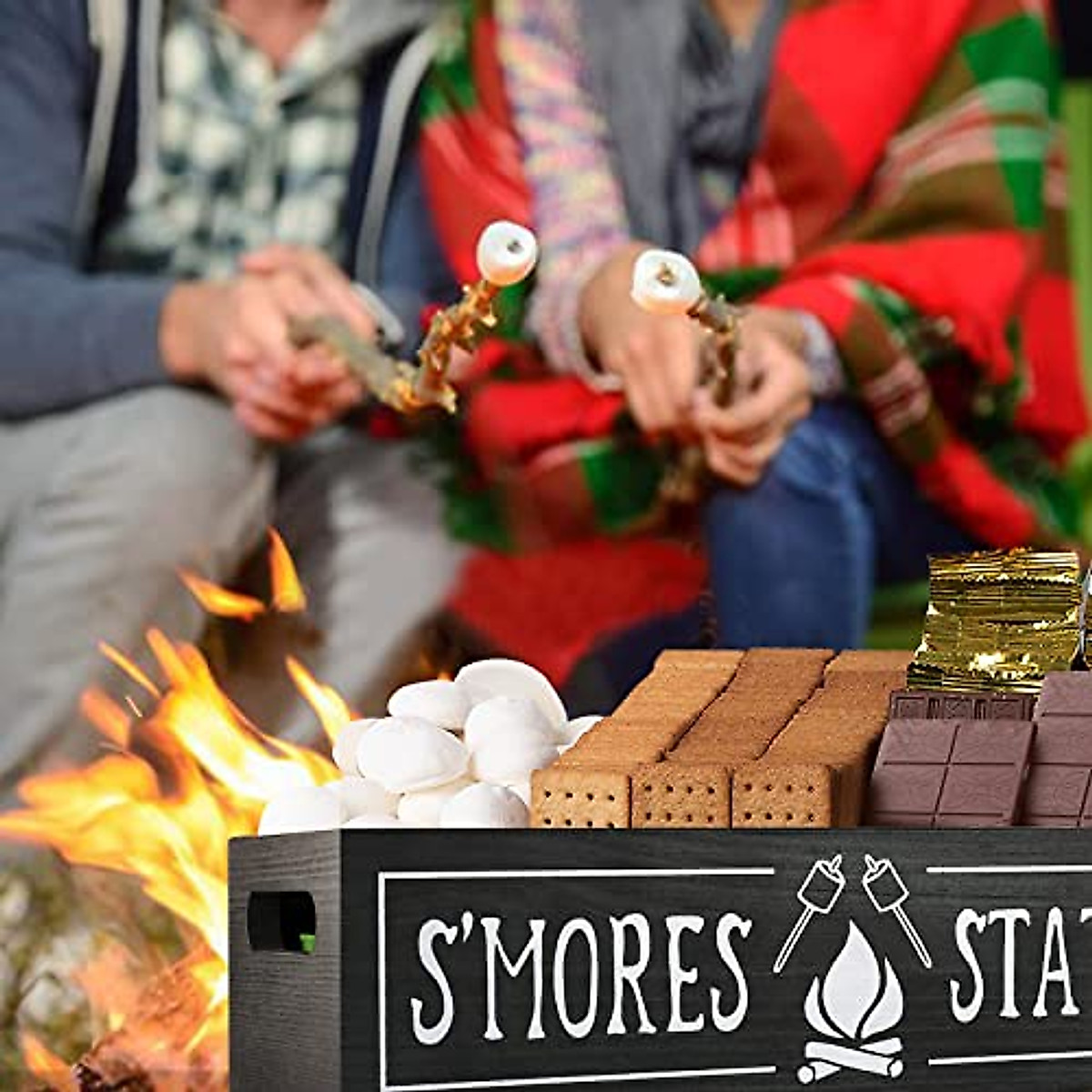 S'mores Station Box - Rustic Wooden Smores Bar Organizer for Camping ...
