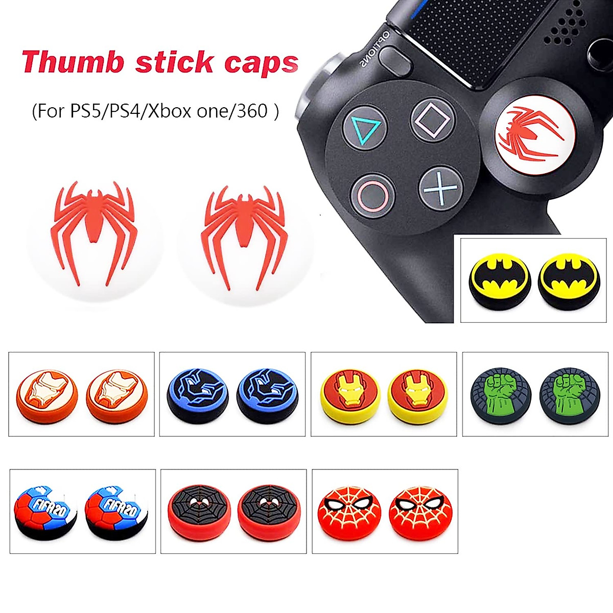 6Pcs Analog Thumb Grip Stick Cover, Wireless Controllers Game Remote Joystick Cap, Fantastic Non-Slip Silicone Handle Protection Cover for PS5/PS4/Xbox one/360/NS PRO