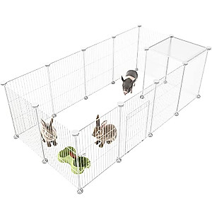 HOMIDEC Pet Playpen,Small Animals Cage DIY Wire Yard Fence with Door for Indoor/Outdoor Use,Portable for Puppies,Kitties,Bunny,Turtle 48" x 24" x 16"