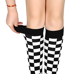 Benefeet Sox Womens Girls Knee High Socks Novelty Argyle Checkered Patterned Football Cotton Long Tube Socks