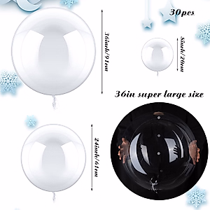 30 Pcs Clear Balloons, Pre Stretched 8 24 36 Inch Bobo Balloons Large Clear Balloons for Stuffing Transparent Latex Balloons Kids' Party Balloons for Easter, Wedding,birthday Party Decorations