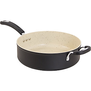 Ozeri All-In- One Stone Saucepan and Cooking Pot 100% APEO, GenX, PFBS, PFOS, PFOA, NMP and NEP-Free German-Made Coating, 5 L (5.3 Quart), Lava Black