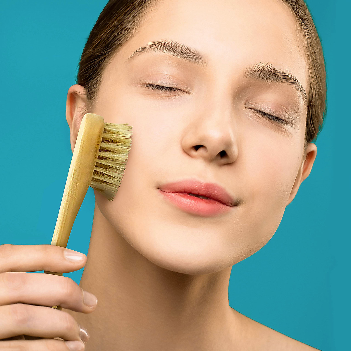 Nevlers Natural Boar Bristle Dry Body Brush Set | Detachable Massage Dry Brushing Body Brush | Long Wooden Handled Exfoliating Body Scrubber, Shower Brush for Body, Dry Brush Face Brush Exfoliator