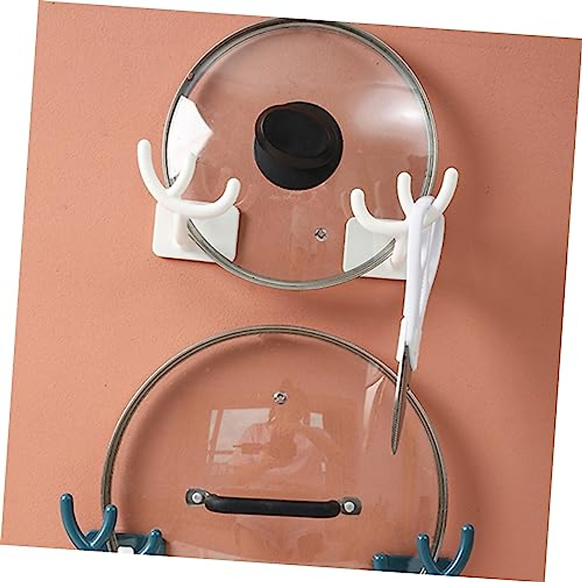 Didiseaon 4 Pcs Lid Rack Cutting Board Holder Stand Wall Shelf Brackets Wall Hanging Hooks Self Adhesive Hooks Cabinet Door Lid Pan Lid Organizer Pot Cover Lids Wall-mounted Pot Cover Racks
