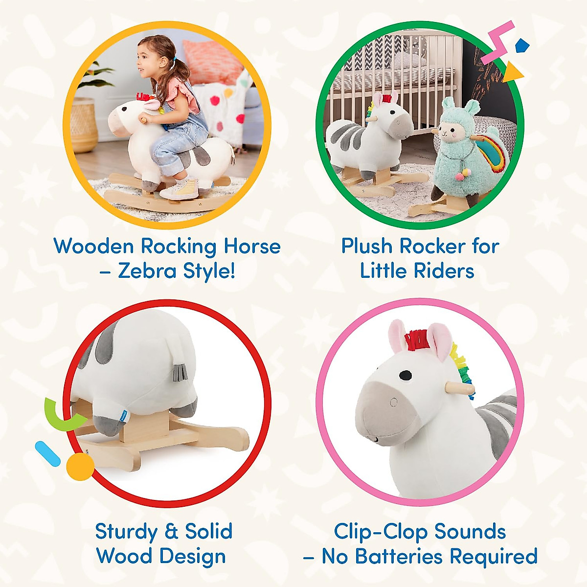 Battat – Zebra Rocking Horse – Wooden Rocker & Plush Body – Active Play Toy – Sturdy & Durable – 12 Months + – Rockin’ Zebra