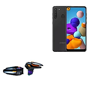 BoxWave Gaming Gear Compatible with Samsung Galaxy A22 5G - Touchscreen QuickTrigger Auto, Trigger Buttons Autofire Gaming Mobile FPS - Jet Black