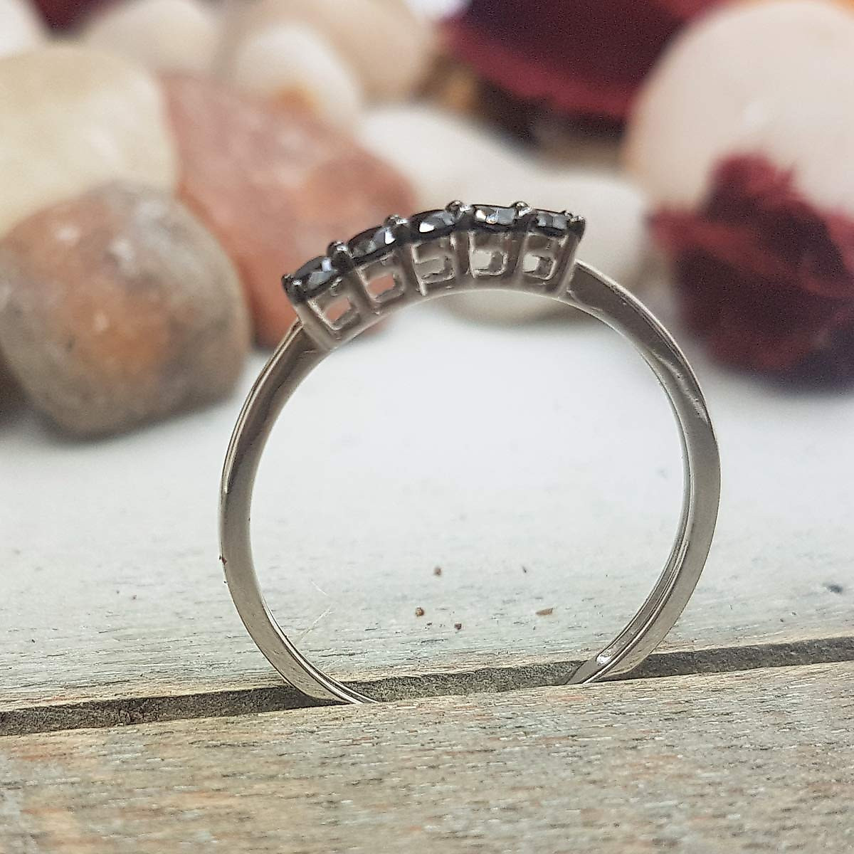 Dazzlingrock Collection 0.37 Carat (ctw) Sterling Silver Round Black Diamond Women Anniversary Wedding Band Ring 1/3 CT, Size 8