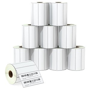 BETCKEY - 4" x 1" (102 mm x 25 mm) Multipurpose Labels Compatible with Zebra & Rollo Label Printer,Premium Adhesive & Perforated [10 Rolls, 13750 Labels]