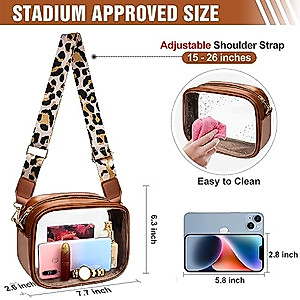 COROMAY Clear Bag Stadium Approved, Clear Crossbody Purse Bag with Adjustable Strap, Leather Clear Stadium Bag for Sports Concerts Events