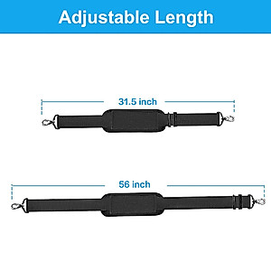 MOSISO 56 inch Shoulder Strap, Adjustable Thick Soft Universal Replacement Non-Slip Fit Padded with Metal Swivel Hooks for Laptop Shoulder Bag/Laptop Messenger Bag/Crossbody Bag, Black