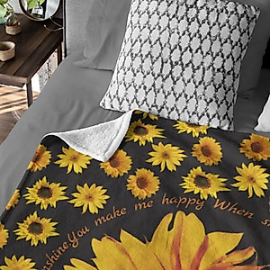 LFMU Sunflower Flannel Fleece Blanket Sunflower Ultra Soft Bright and Cheerful Sunflower Throw Blanket for Birthday Christmas,Beautiful Sunflower Decor for Bedroom or Living Room 50" x 60"