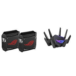 ASUS ROG Rapture GT6 (2PK) Tri-Band WiFi 6 Gaming Mesh WiFi System & ROG Rapture WiFi 6E Gaming Router (GT-AXE16000) - Quad-Band, 6 GHz Ready, Dual 10G Ports, 2.5G WAN Port, AiMesh Support