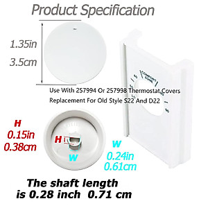 ARYEIELLSOW Thermostat Knob Fit with White Single or Double Pole Cover for Old Style S22 D22, White, 2pcs