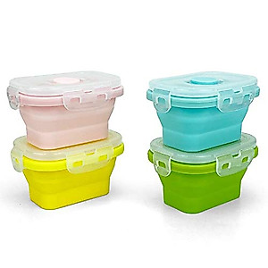 CCyanzi Small Silicone Food Containers with Lids, Collapsible Food Storage Containers Set | Leakproof | Microwaveable | Store Food in Freezer | 150ml, Set of 4
