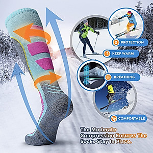 AII Athlete High Performance Unisex Knee Length Ski Socks For Men and Women2 pairs, Winter Performance Socks，Snowboard socks