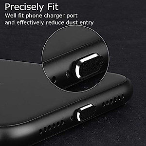 VIWIEU Metal Anti Dust Plug Compatible with iPhone 14 13 12 11 X XS XR 8 7 SE Mini Plus Pro Max iPad AirPods, 2 Pack Lightning Charging Port Cover Protectors with Plug Holder and Storage Box (Black)