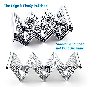 Chbuuero Taco Holders Set of 4, Taco Stand, Stainless Steel Taco Holder, Each Can Hold 3 Tortillas, with Easy-Access Handle, Fits Microwave, Air Fryer and Oven